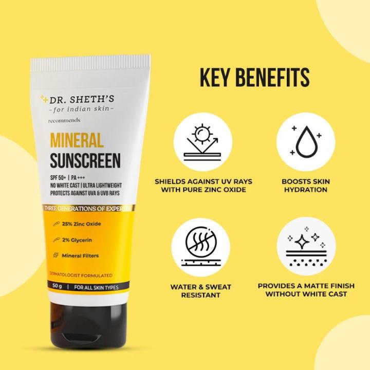 Dr Sheth's Mineral Sunscreen Spf50 50g | Daraz.com.np