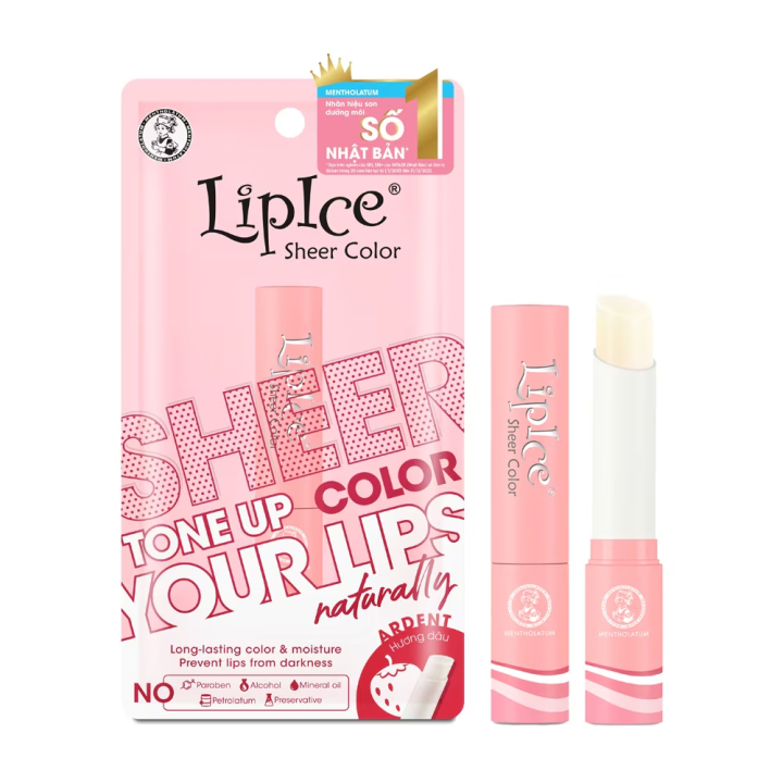 Rohto Mentholatum Lipice Sheer Color Strawberry (Ardent) Lip Balm for ...