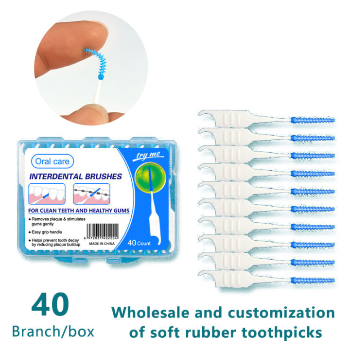 40Pcs Interdental Silicone Brushes Toothpick Brushes With Hook Between ...