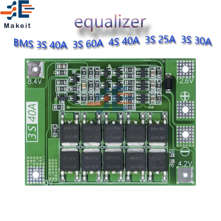 Smart BMS 3S 4S 25A 30A 40A 60A 12v 48v 18650 Li-ion Lithium Battery ...