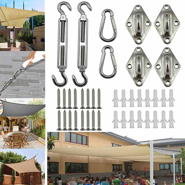 Triangle Sun Shade Sail Install Set Outdoor Garden Pool Awning ...