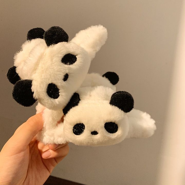 Enacolor Fluffy Plush Cute Panda Hair Claw for Girl Hair Accessories ...
