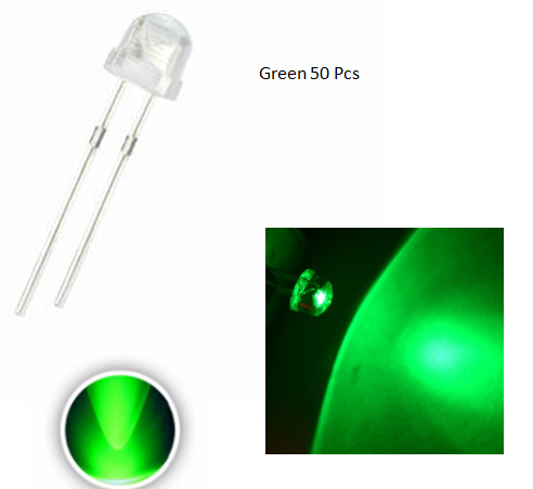 LED Light Diode 4mm 3Volt Single Color Green [Pack of 50 pcs] | Daraz ...