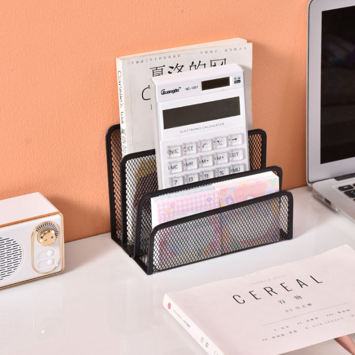 Papers Trays Notebook Stand Rack Desk 3-layer Black Metal Iron Mesh ...
