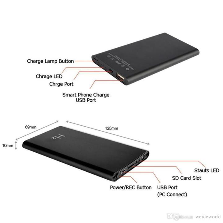 H2 Black 5000Mah Power Bank Hidden Spy Camera 1080P Hd Ir Night Vision ...