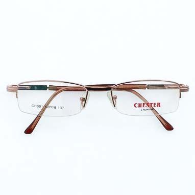 Half Rim Metal Rectangle Shape Eyeglass Prescription Frame in Golden ...