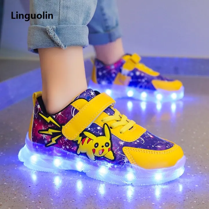 Linguolin Pokemon LED Kids Sneakers Anime Pikachu Sport Running Shoes ...
