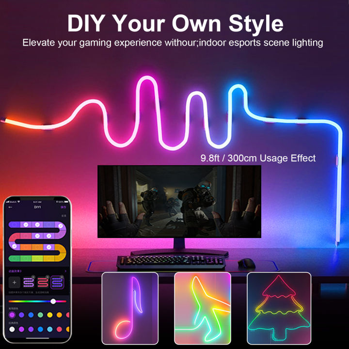 Gaming, DIY Timing Tape Silicone/21MeRGBW Neon LED Strip Light/3M Neon ...
