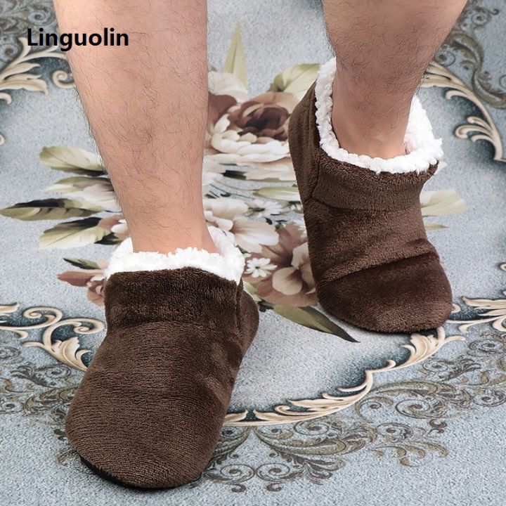 Linguolin House Slippers Male Big Size 48 Winter Slippers for Men Suede ...