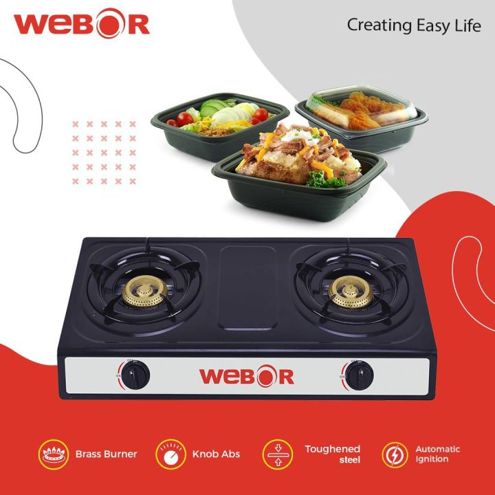 Webor WBGS2050B Steel Gas Cooktop 2 Burner | Daraz.com.np