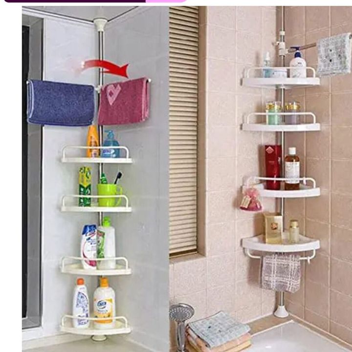 Telescopic 4 Tier Adjustable Shower Corner Bathroom Shelf Organizer ...