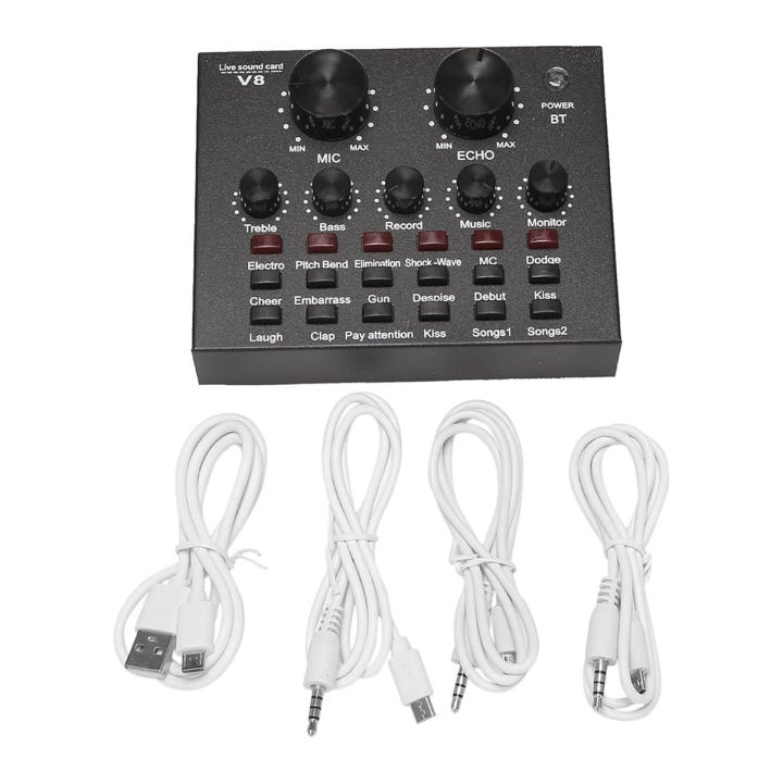 V8 Sound Card Audio Set Interface External Usb Live Microphone Sound ...