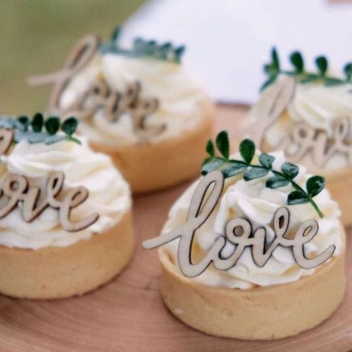 Mini Laser Cut Cupcake Wedding Party Scrapbook Valentine's Day Wooden Ornament Love Letters Cake ...
