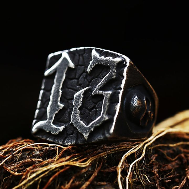 【Beiver Jewelry Store】(New) punk hip hop mens lucky number ring fashion ...