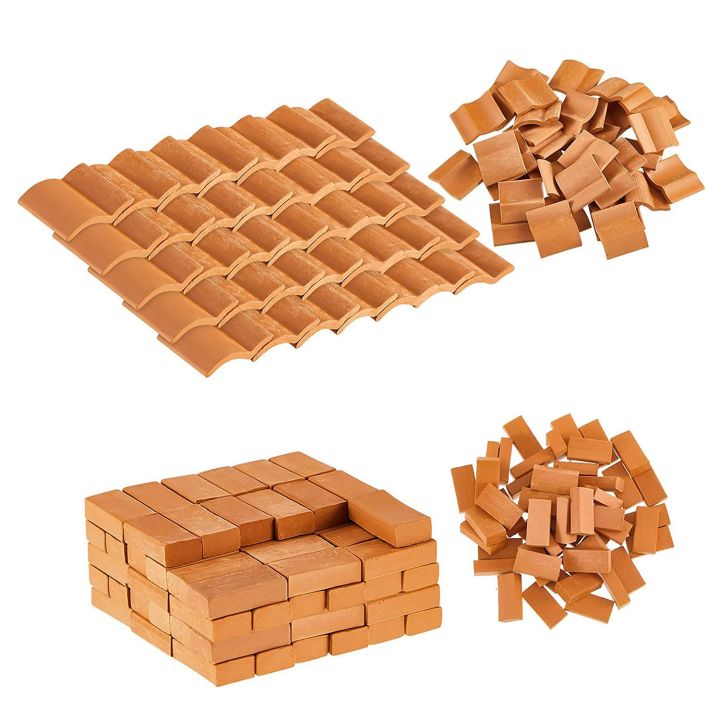 200Pcs Mini Bricks&Roof Tiles Model Building Set Fake Red Bricks ...