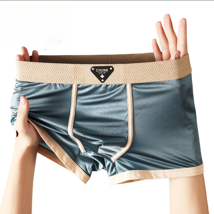 Ice Silk New Men's Underwear Solid Color Wholesale Mid-waist Men's ...