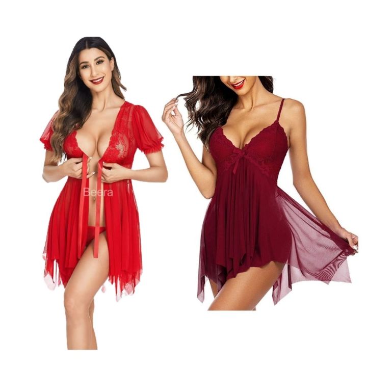 Sleepwear Womens Chemise Nightgown Full Lace Sling Dress Sexy Babydoll ...
