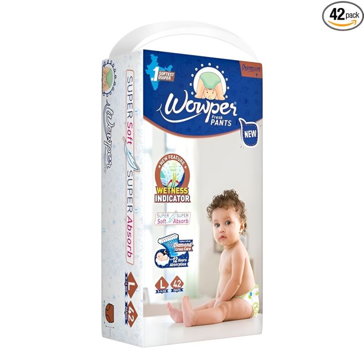 Wowper Baby Diapers | L | 42 count| Wetness Indicator |Anti Rash |up to ...