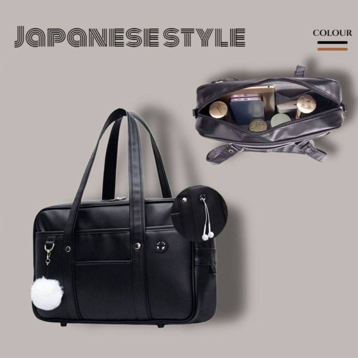 Portable PU JK Uniform Bag Retro Handbag Solid Color PU Itabag ...