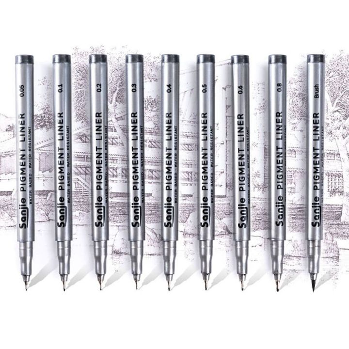 9Pcs/Set Portable Black Ink Sketch Pens Writing/Painting/Sketch ...