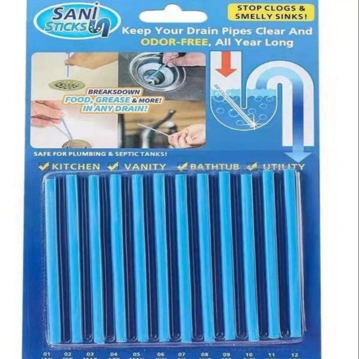 Sani Sticks 12 Set Oil Decontamination Kitchen Toilet Bathtub Drain ...