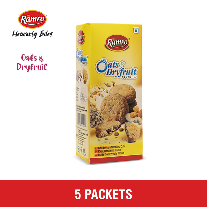 Ramro Oats & Dry Fruit Cookies 120g X 5 Packets | Daraz.com.np