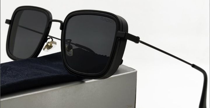 Shaded Dark Black Lens With Black Metal Designer Frame in Aviator Shape ...