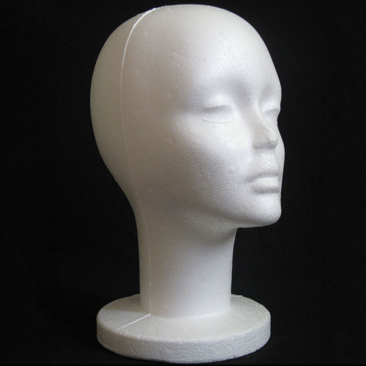 Bizzy Female Styrofoam Mannequin Manikin Head Model Foam Wig Hair ...