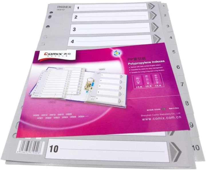 Comix File Divider/ IX910/ Business A4 Size 10 Tabs PP Index Tab File ...