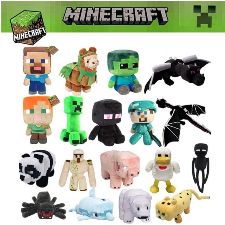 Minecraft Plush Toys Steve Spider Doll Big Bad Wolf Pink Pig Zombie ...