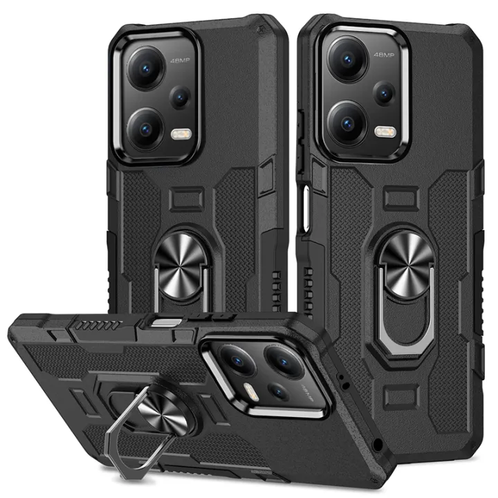 Vantime for Xiaomi Redmi Note 12 5G / Poco X5 5G Armor Case Ring Stand Shockproof Hard Phone ...