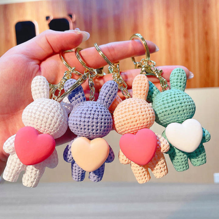 6 Colors Little Bear Woven Wrist Strap Comfortable Feel Resin Alloy Key ...