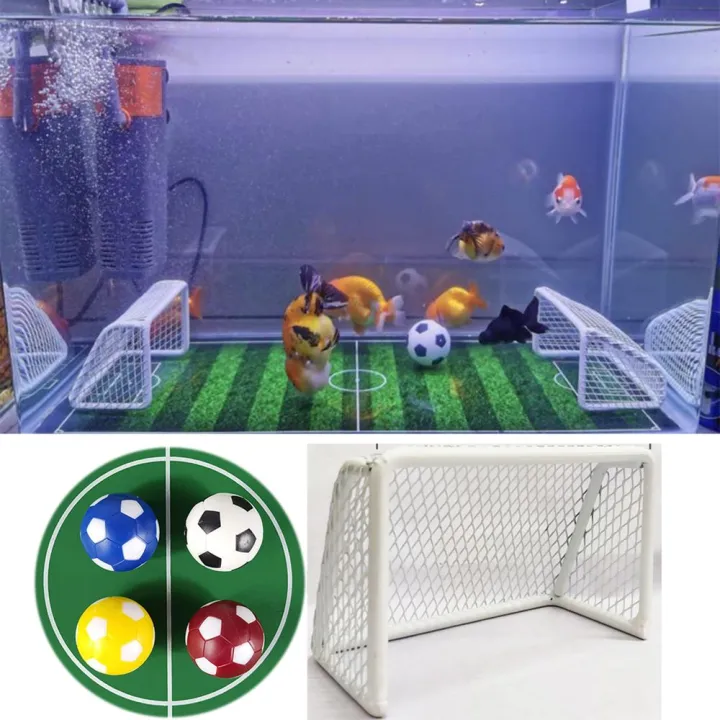 Mini Frame Toy Football Goal Aquarium Fish Tank Landscaping Football ...