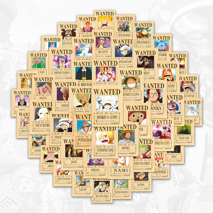 One Piece Anime Wanted Mini Sticker Bounty Stickers Monkey D Luffy Zoro ...