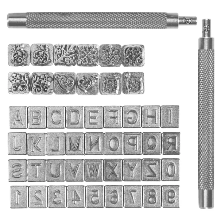 50 Pieces Letters and Numbers Stamp Set 6Mm Alphabet Leather Punch ...