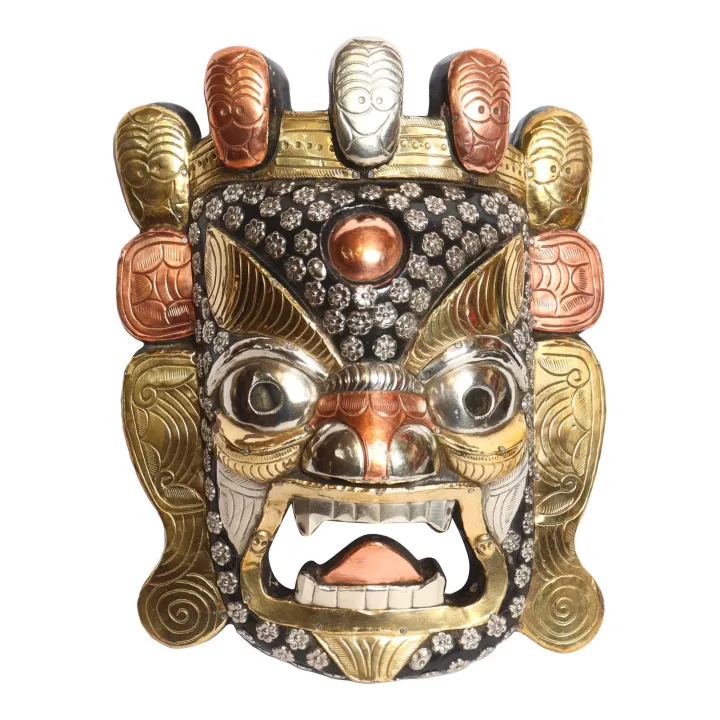 Decorative Accent Bhairav Mask Metal Carved, 11" | Daraz.com.np