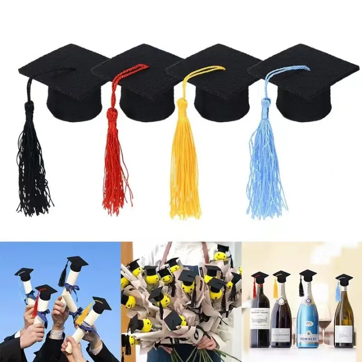 5/10pcs Mini Felt Tassel Doctor Hat Doll Bottle Bouquet Decoration ...