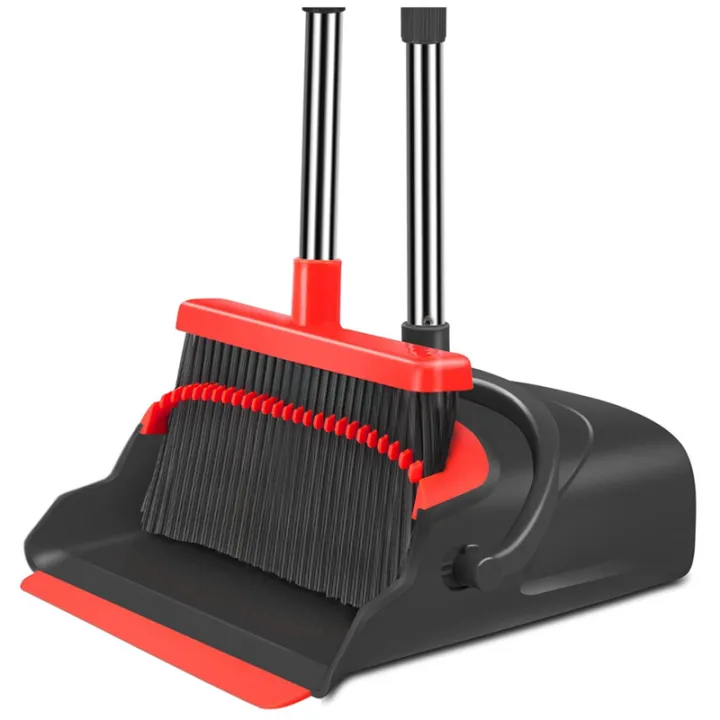 Broom and Dustpan Set Self-Cleaning with Dustpan Teeth Indoor&Outdoor ...