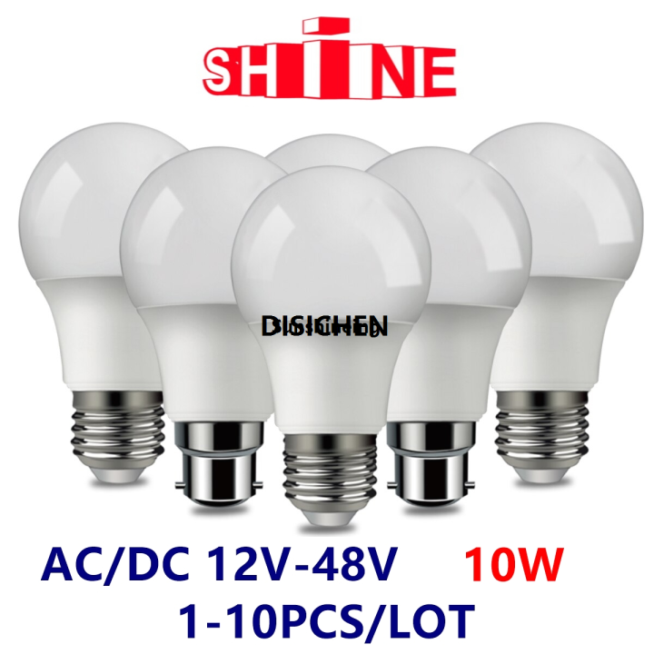 DISICHEN 1-10pcs/lot DC/AC 12V-48V LED Bulb E27 B22 Lamps 10W Bombilla ...