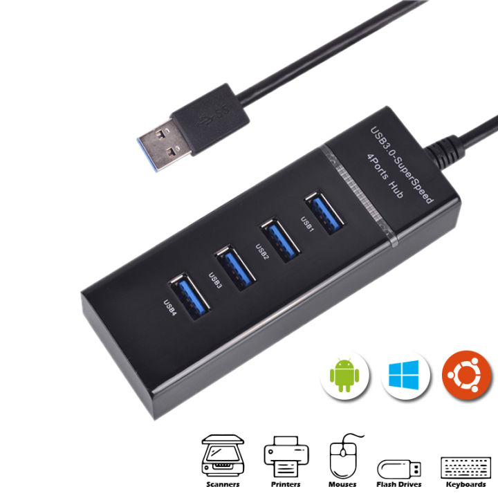 Portable Universal Super Speed 4 Ports USB 3.0 Hub with LED Light | Daraz.com.np