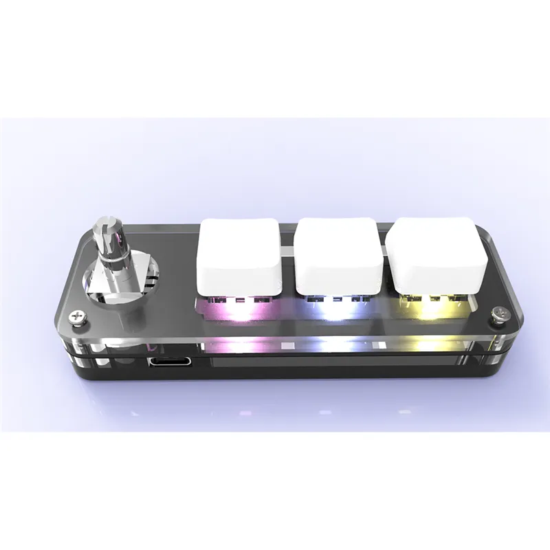 3 Keys Knob RGB Gaming Keyboard Programming Keypad Mini Mechanical ...