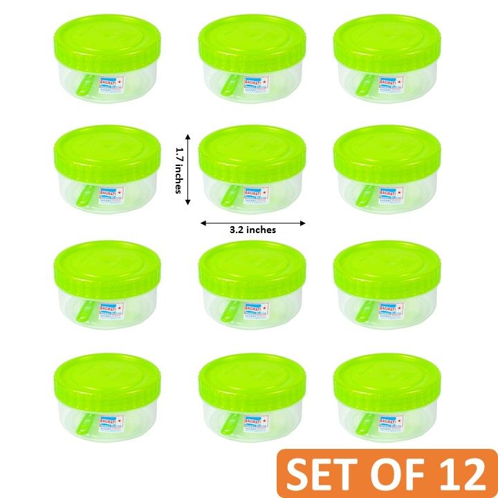 Bagmati Set Of 12 Plain Small Plastic Utility Containers With Spoon ...