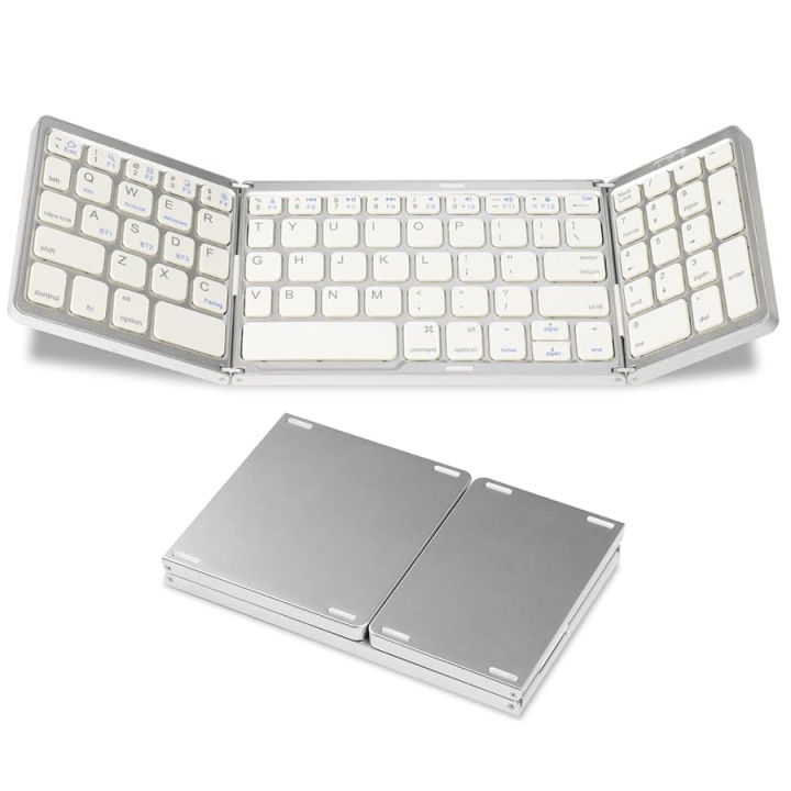 B033 Portable Mini Wireless Tri Fold Bluetooth Keyboard With Touchpad Rechargeable Lithium Ion
