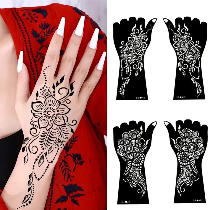 European and American henna tattoo sticker hollow inkjet template hand ...