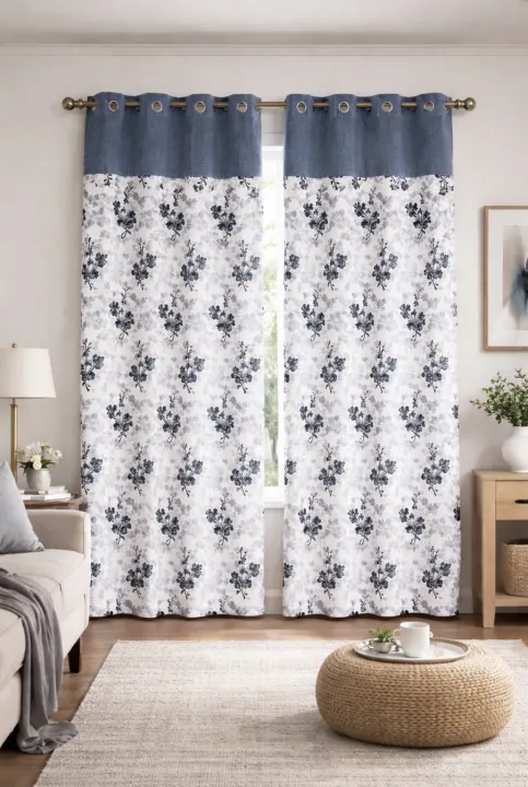 Multicolors 4*6 Feet 8 Rings Parda Curtain For Both Window And Door 1 ...