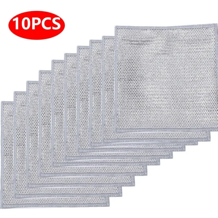 [HOT] 10/5/3PCS 20Cm Metal Wire Mesh Cleaning Cloths Double -Layer Non ...