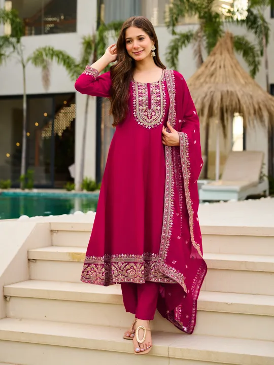 Elegant CP Vichitra Embroidered Kurta Set By Sapnaaz Fashion | Daraz.com.np