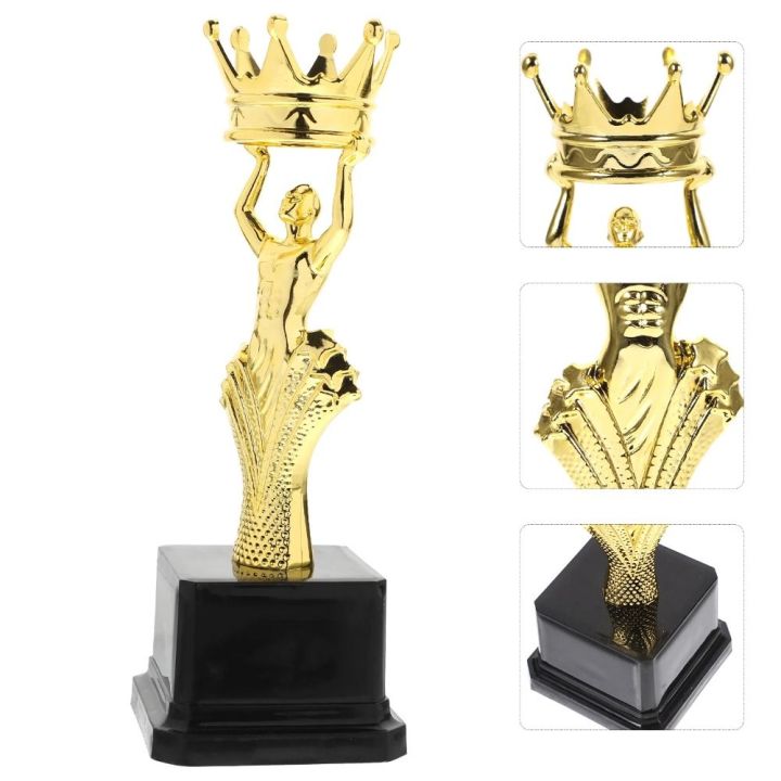 New Golden Award Trophy Plastic Crown Small Gold Statue Singing Dancing ...