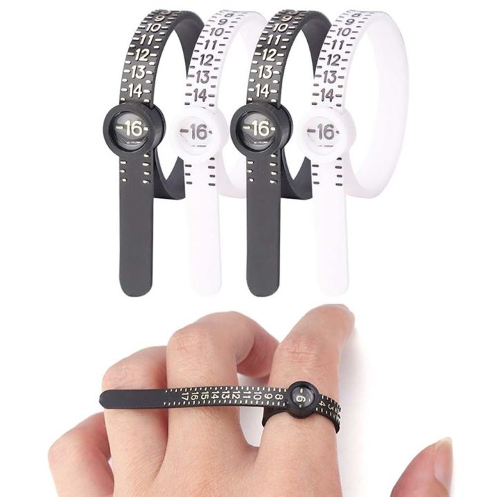 Black White Ring Ruler Ring Measurer UK/US/EU Size With Magnifier ...