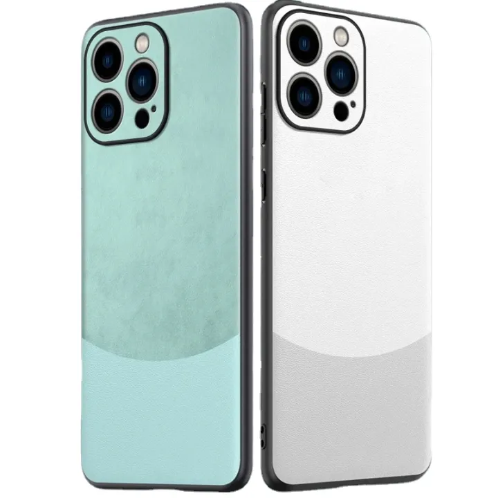 For iPhone 13 Pro Max Case 360 Degrees Protection Leather Soft Border ...